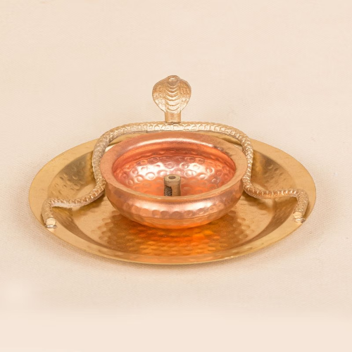 Hammered Deepam Lamp With Snake design create a condusive atmosphere ...